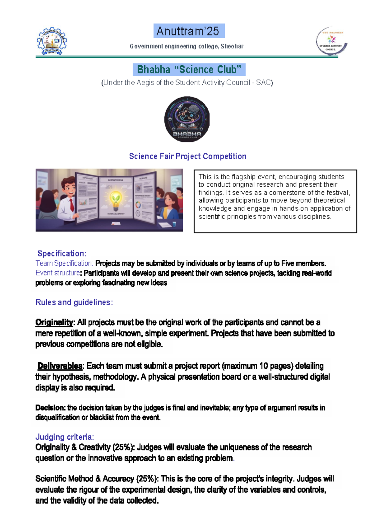 Science fair project competition - Anuttram’ Government engineering ...