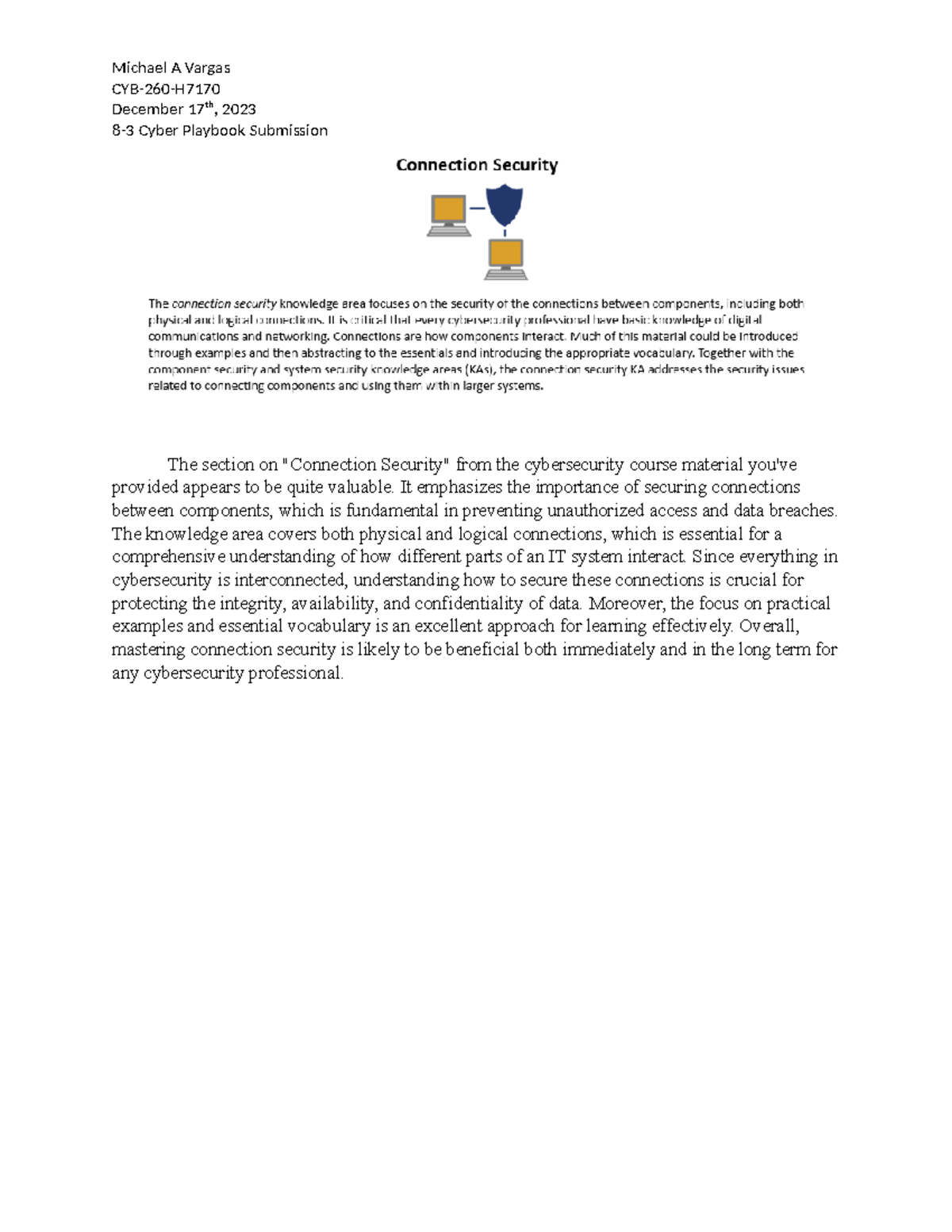 CYB 260 Mod 8 Activity: Cyber Playbook & Connection Security Insights ...