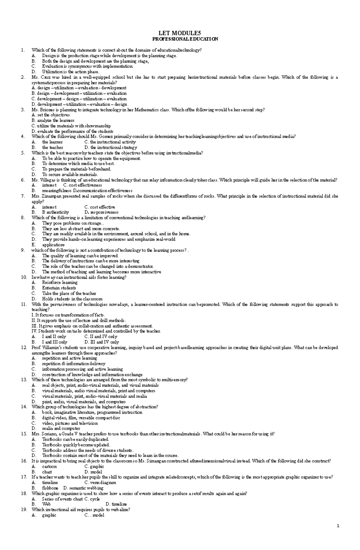 LET Module 4 - Educational Technology Drills and Exercises - Studocu