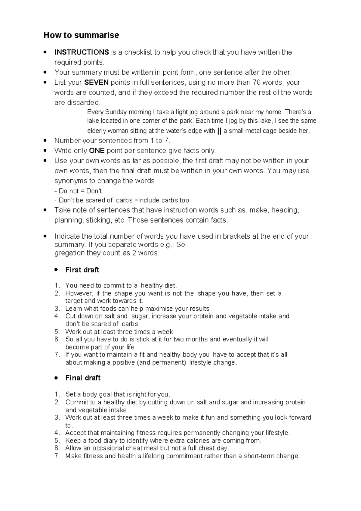 How to Write a Summary - Grade 10 Literature - Summary Checklist - Studocu