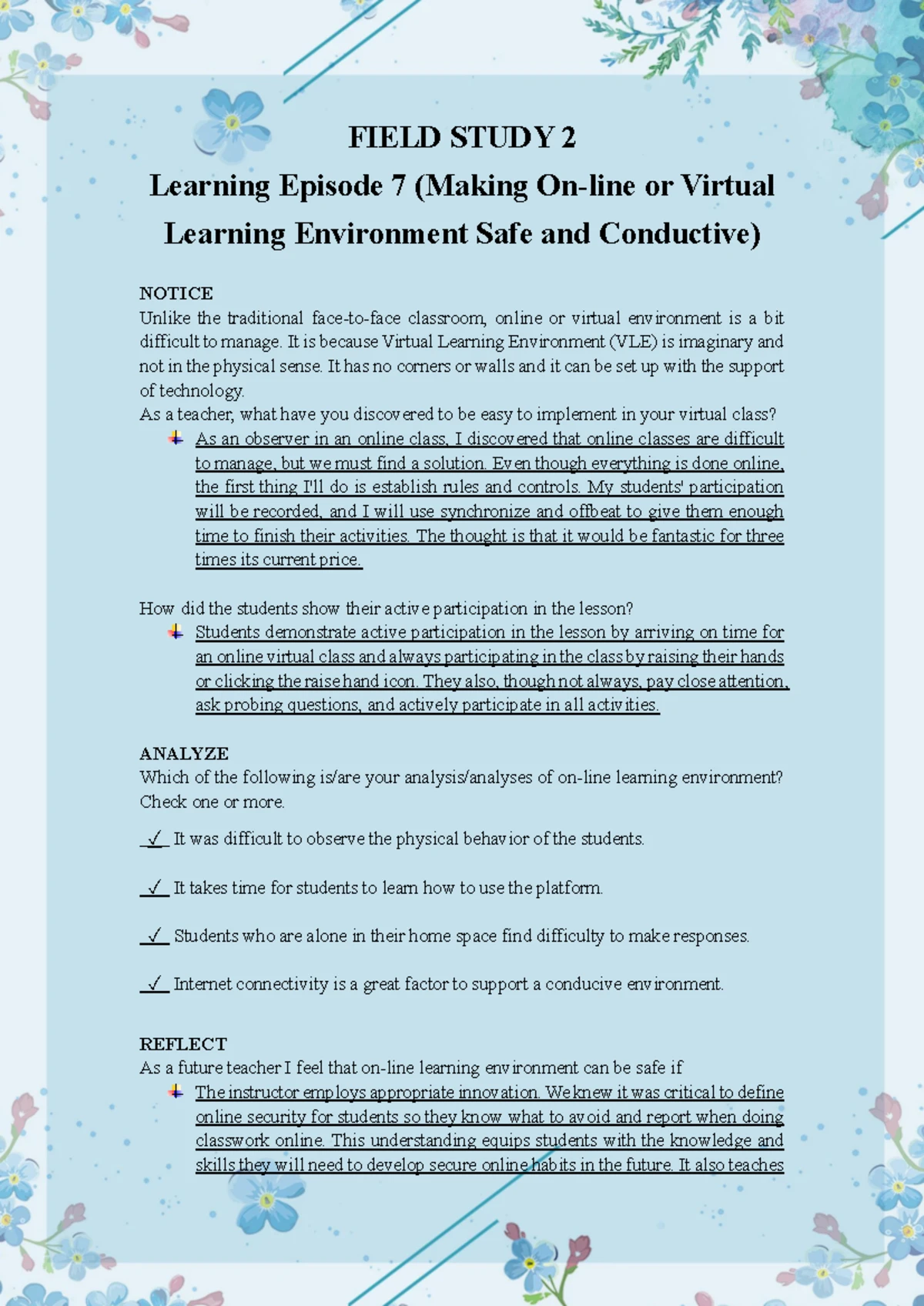 Field Study 2 Learning Episode 2 - FIELD STUDY 2 LEARNING EPISODE 2 (EMBEDDING ACTION RESEARCH ...