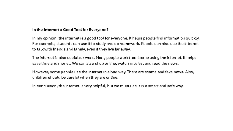 Writing Exam - Is the Internet a Good Tool for Everyone? - Studocu