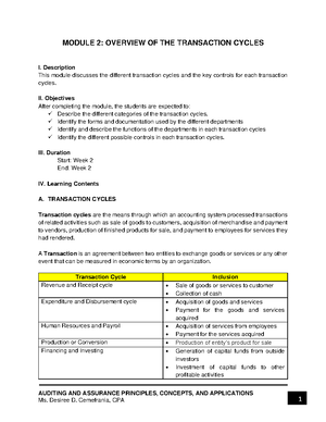 Transaction Cycles - Practice multiple choice with answers and ...