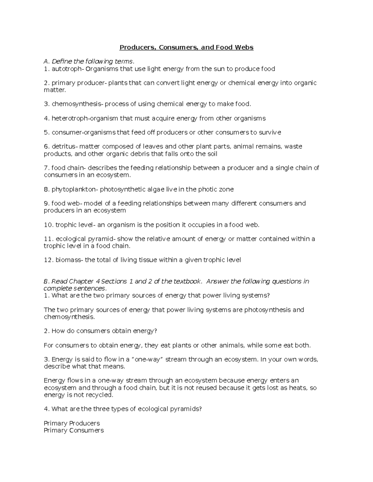 Feeding Relationships Science (biology) 101 - Producers, Consumers, and ...