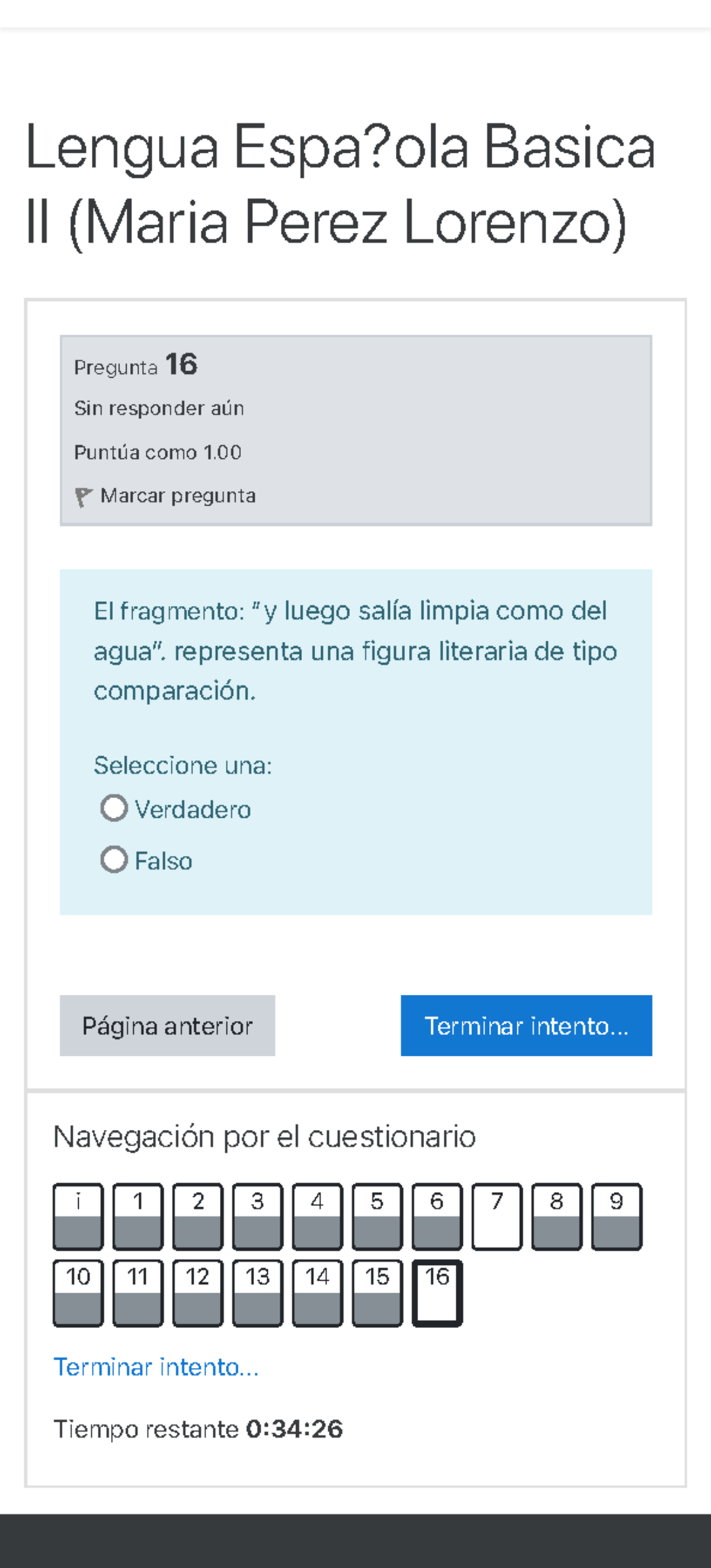 Segundo parcial (página 17 de 17) - Lengua Española Básica II - Lengua Espa?ola Basica II (Maria ...