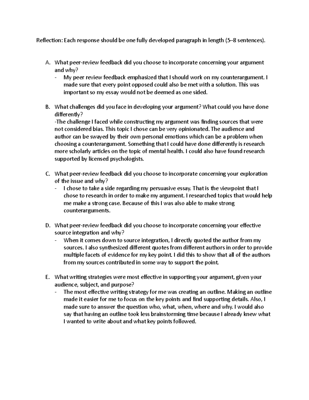 Module 8-4 - Reflection: Each response should be one fully developed ...