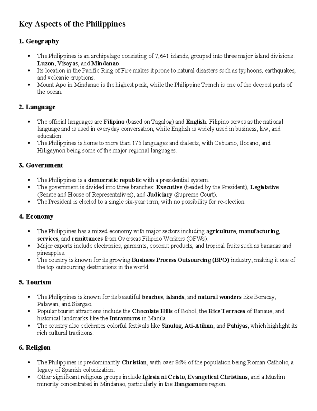 Key Aspects of the Philippines: Geography, Economy, and Culture ...