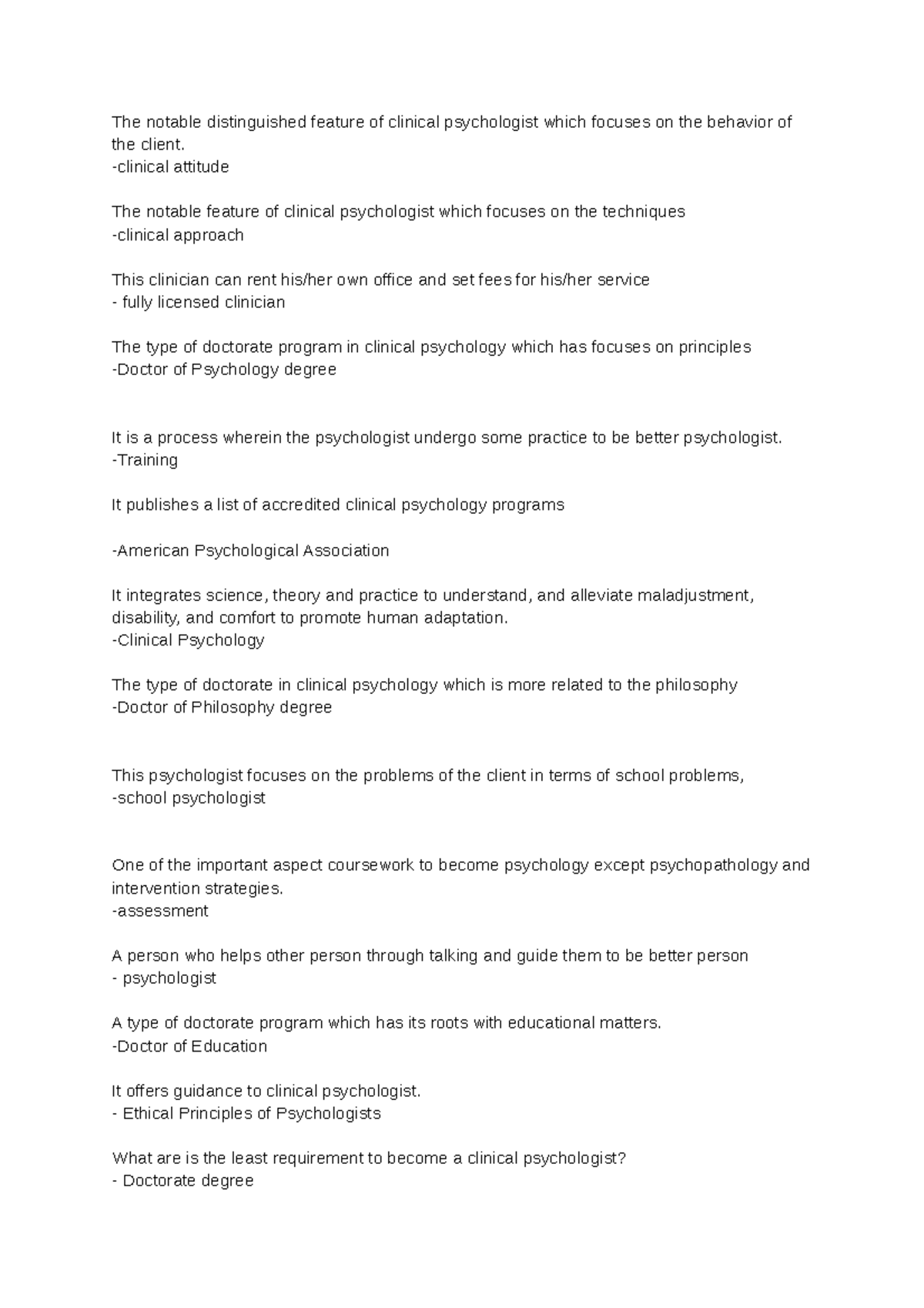 Introduction to Clinical Psychology Overview and Key Concepts - Studocu