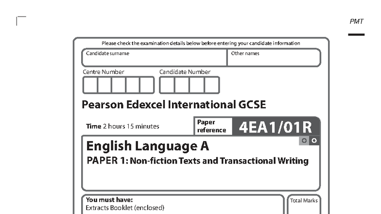 Edexcel International GCSE English Language A (1EN0) Exam Paper ...