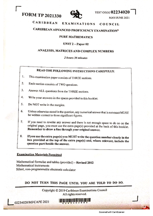 CSEC Maths Formula Booklet - Adjacent HUB THE STUDENT FORMUL BOOKLET ...