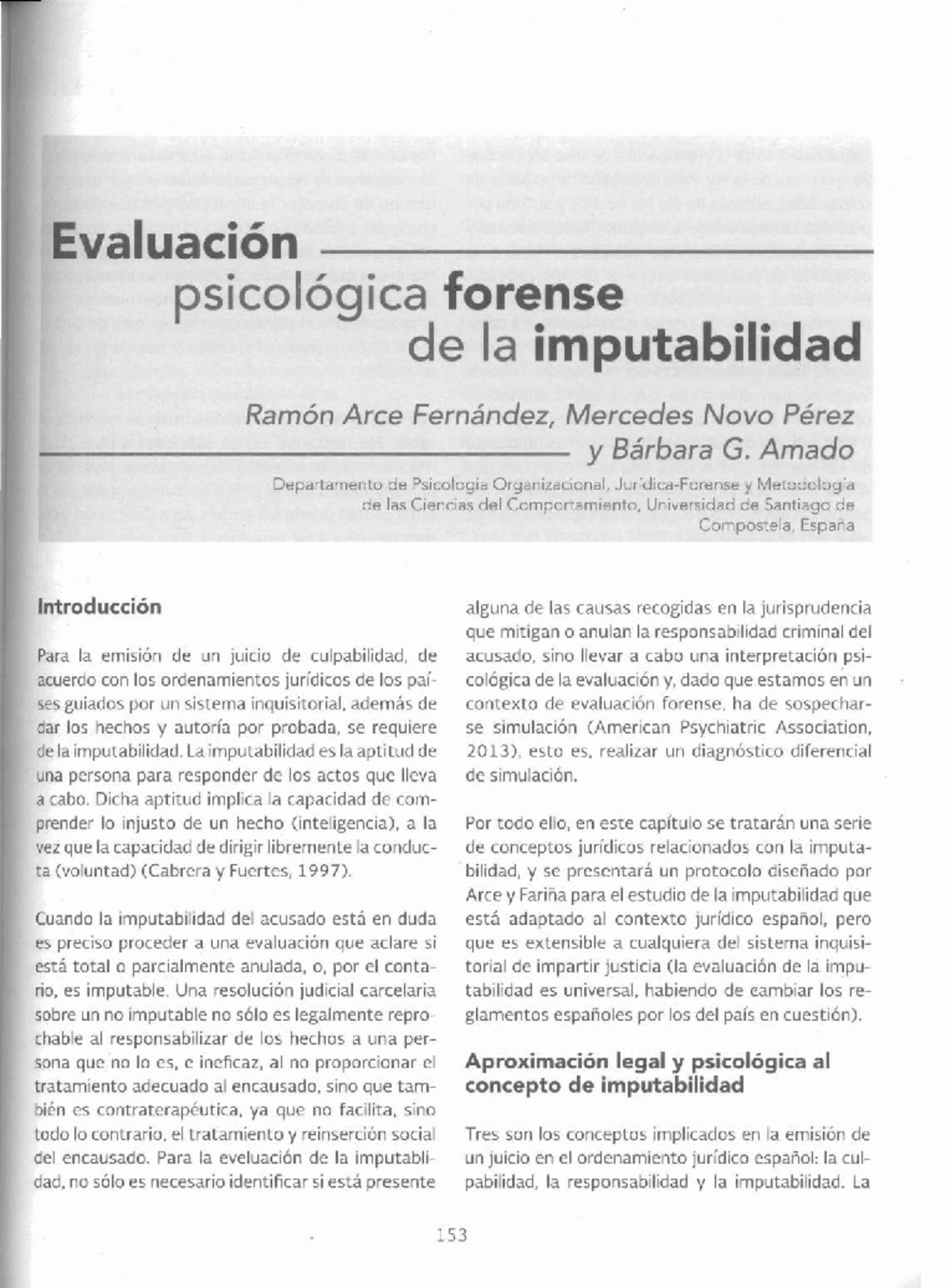 Evaluación Psicológica Forense de la Imputabilidad: Análisis y ...