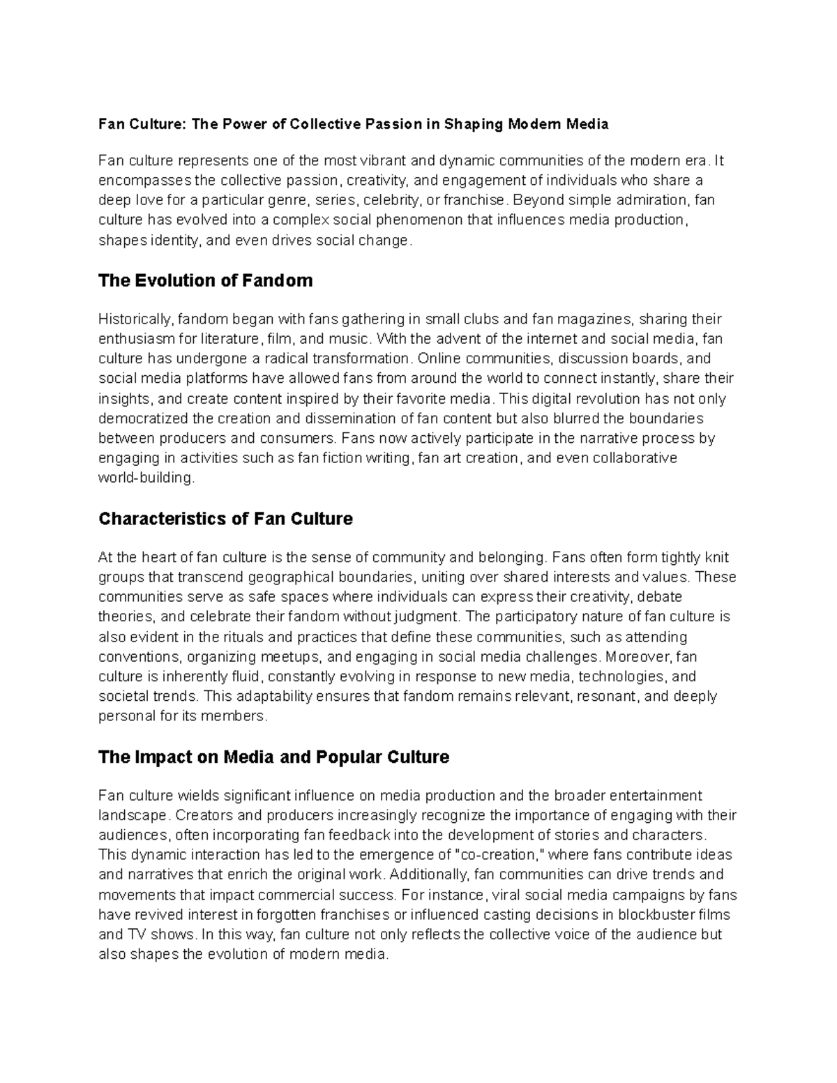 Fan Culture The Power of Collective Passion in Shaping Modern Media ...