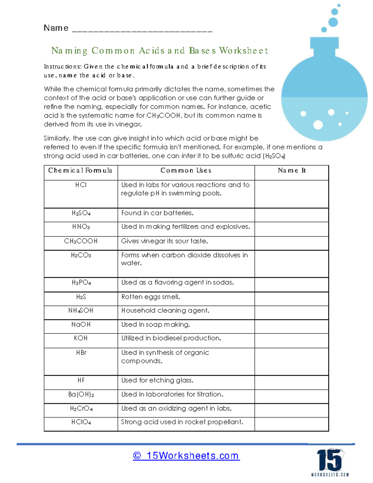 4-48 - Naming Common Acids and Bases Worksheet - Studocu