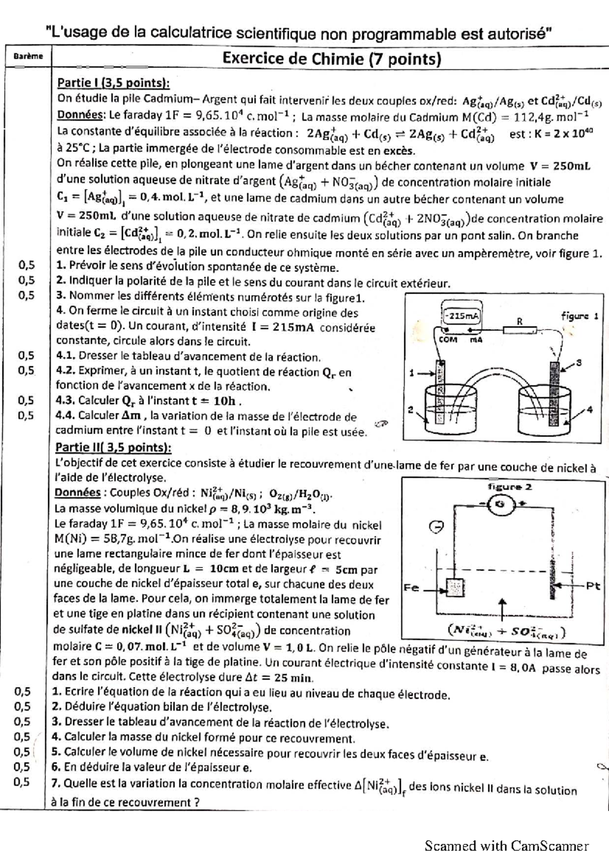 Exercice de Chimie: Pile Argent et Électrolyse de Nickel (Chimie 101 ...