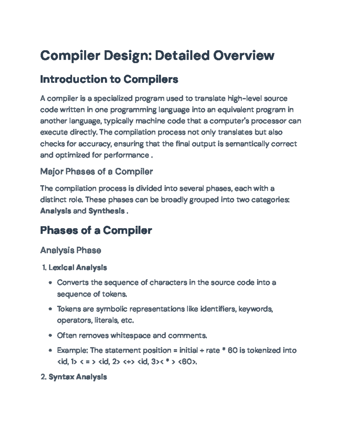 Compiler Design: Comprehensive Overview and Analysis Phases - Compiler Design: Detailed Overview ...