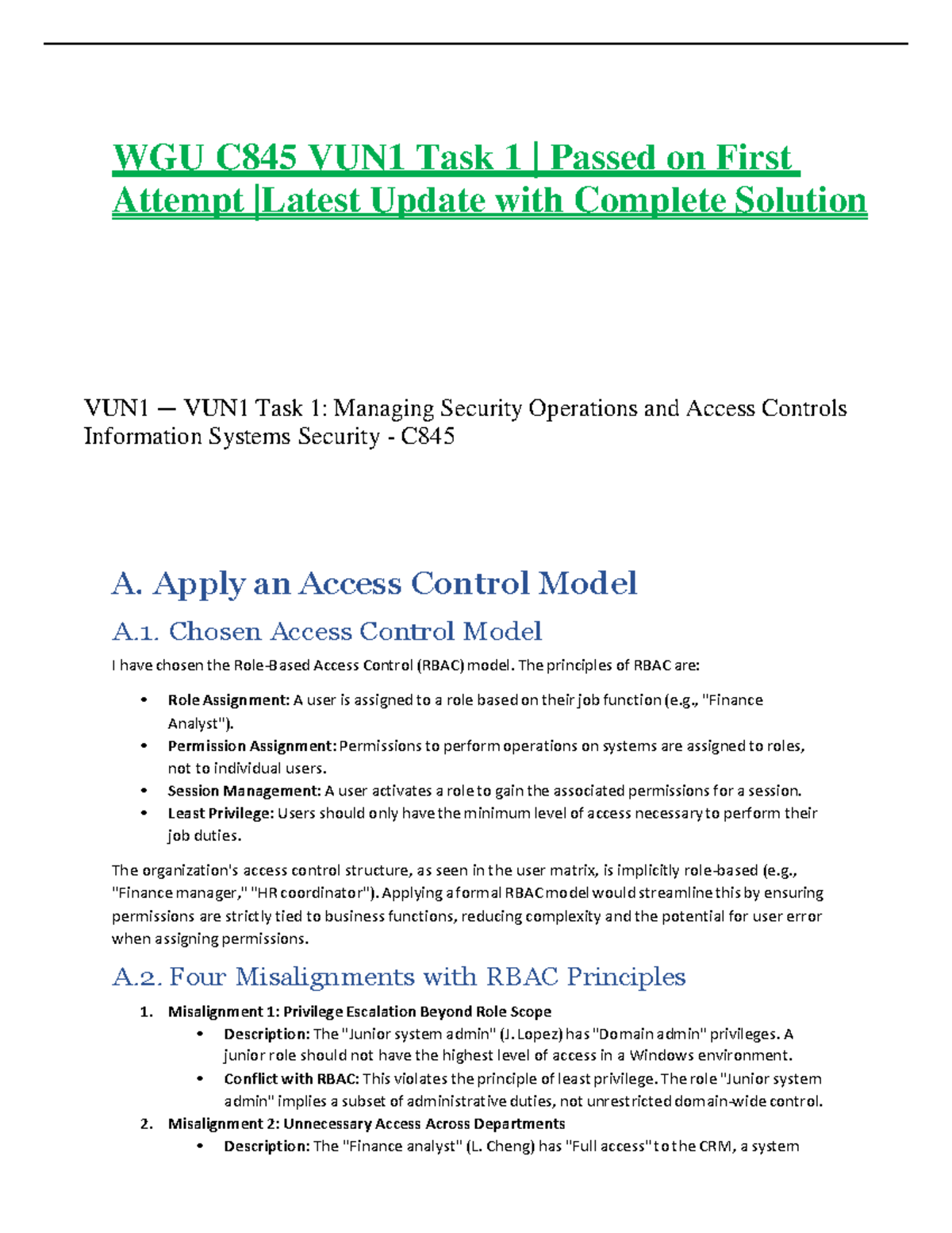 WGU C845 VUN1 Task 1-3: Security Operations Management Solutions - Studocu