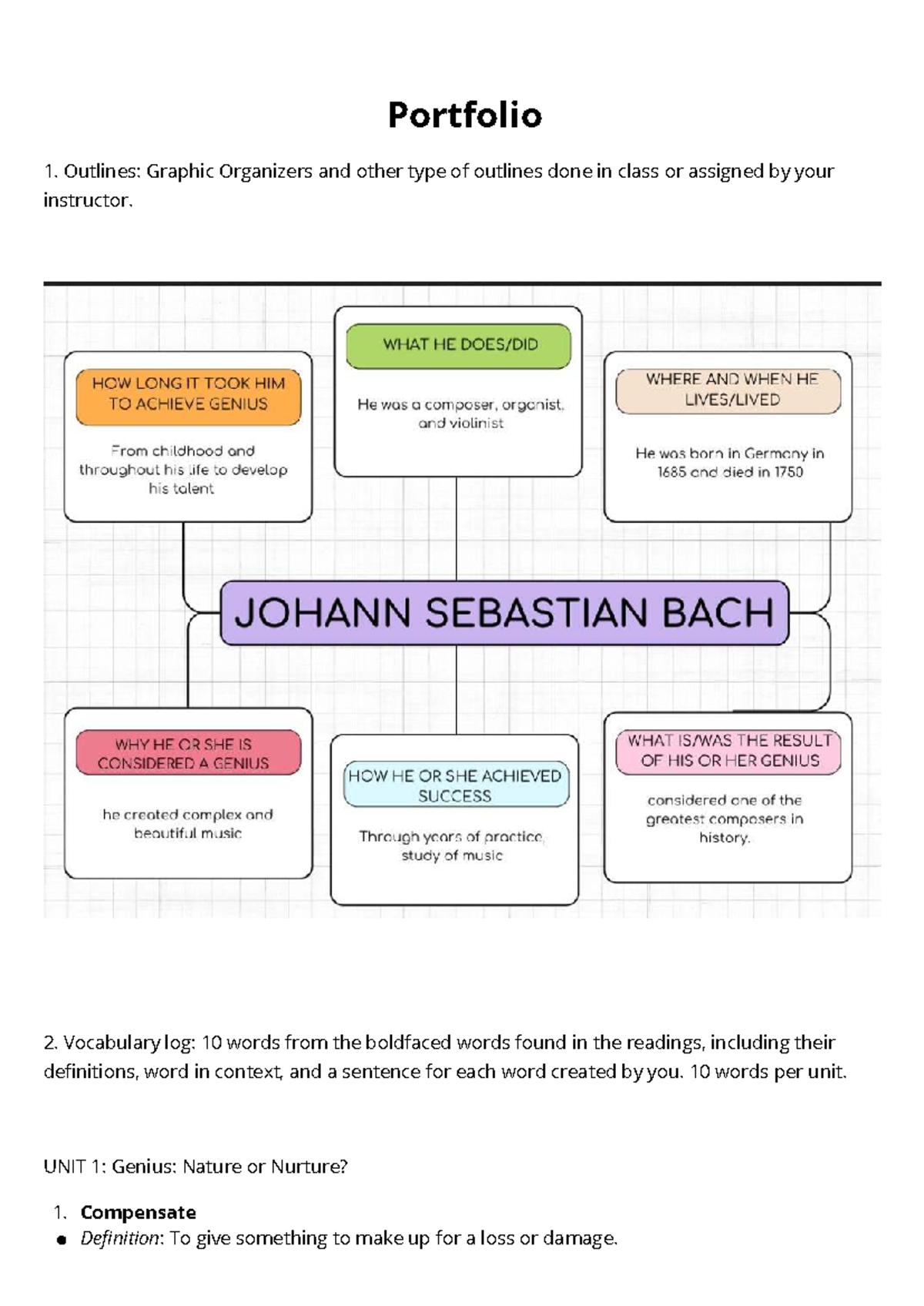 Portfolio 1: Vocabulary and Writings for Unit 1 & 2 - Studocu