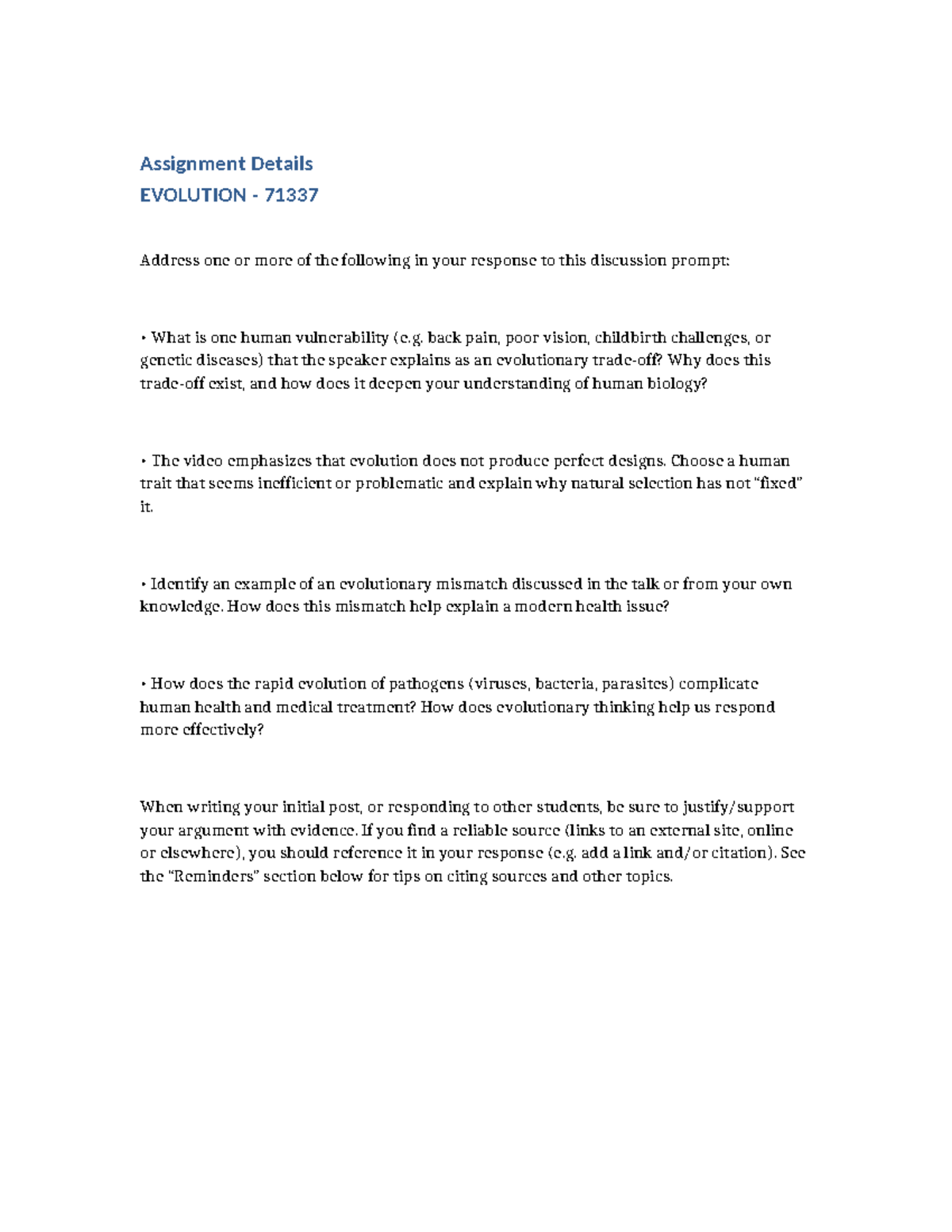 Evolution 71337 Assignment: Understanding Human Vulnerabilities and ...