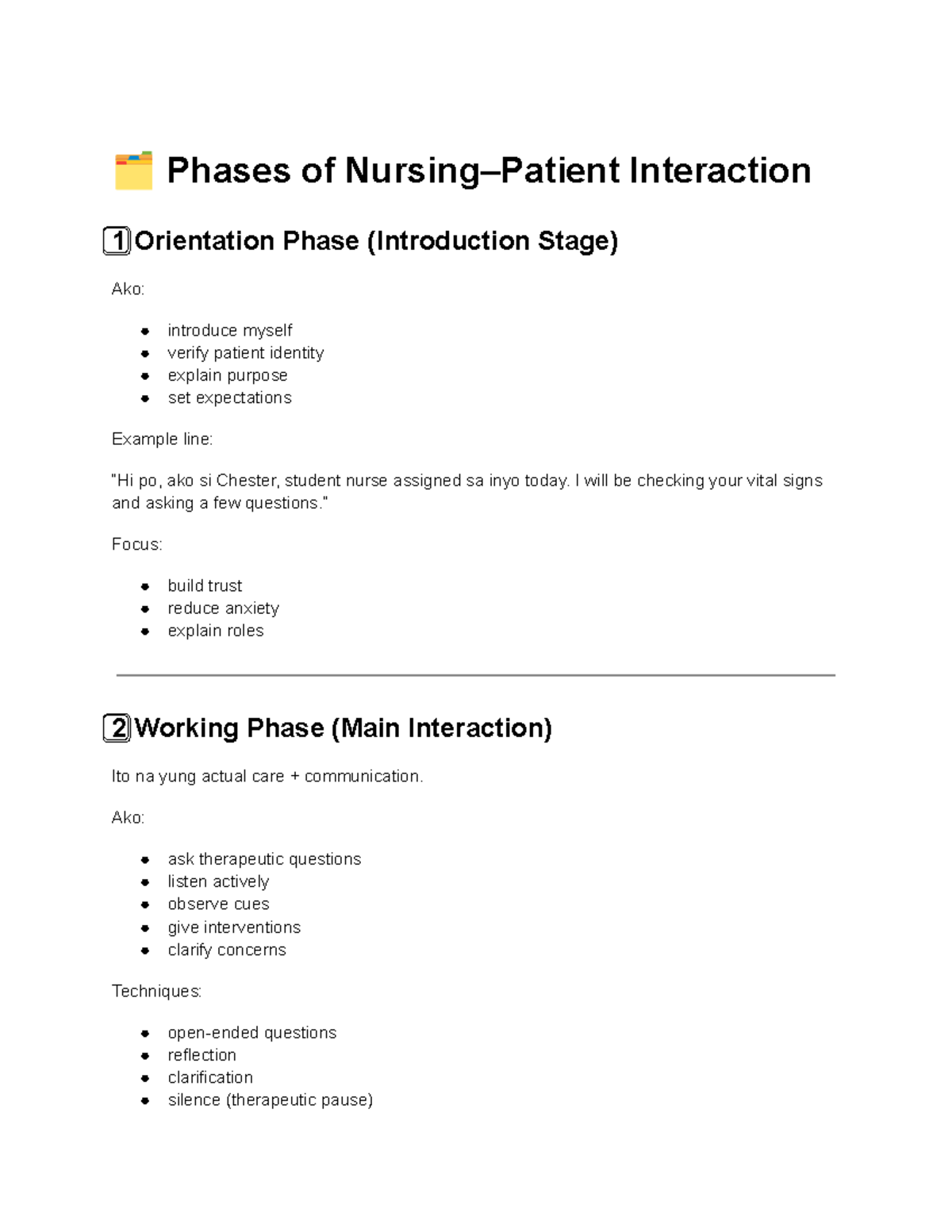 NPI - Phases of Nursing-Patient Interaction Reviewer - Studocu