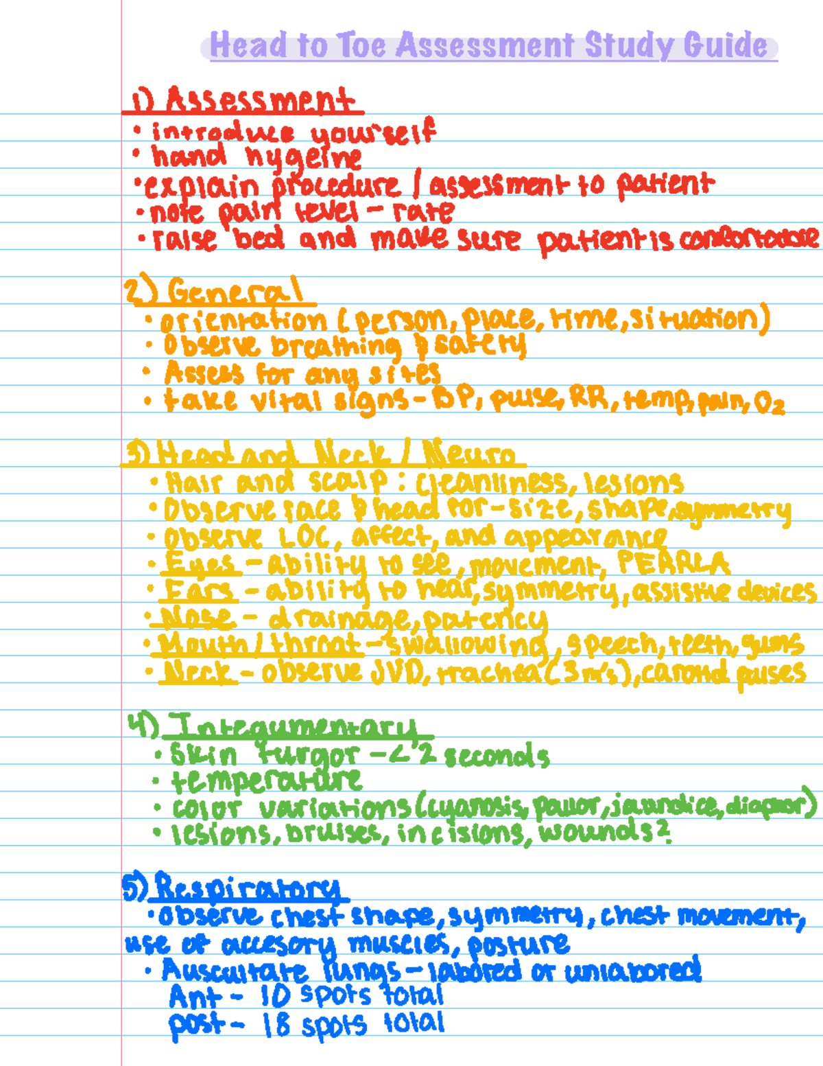 Head to toe assessment study guide - Head to Toe Assessment Study Guide ...