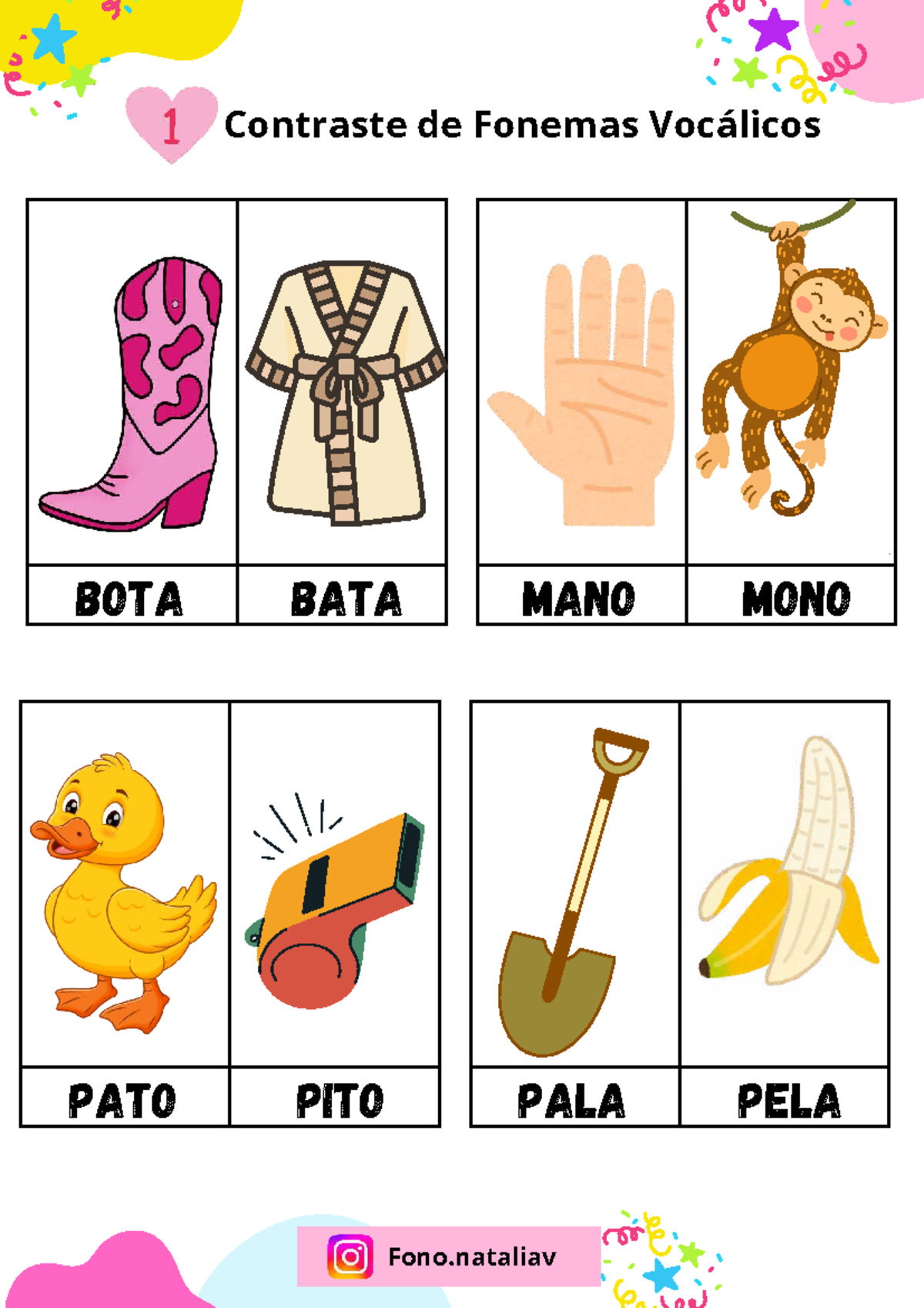 Pares mínimos 1 - para trabajar fonologia - Audiología clínica - Bota ...