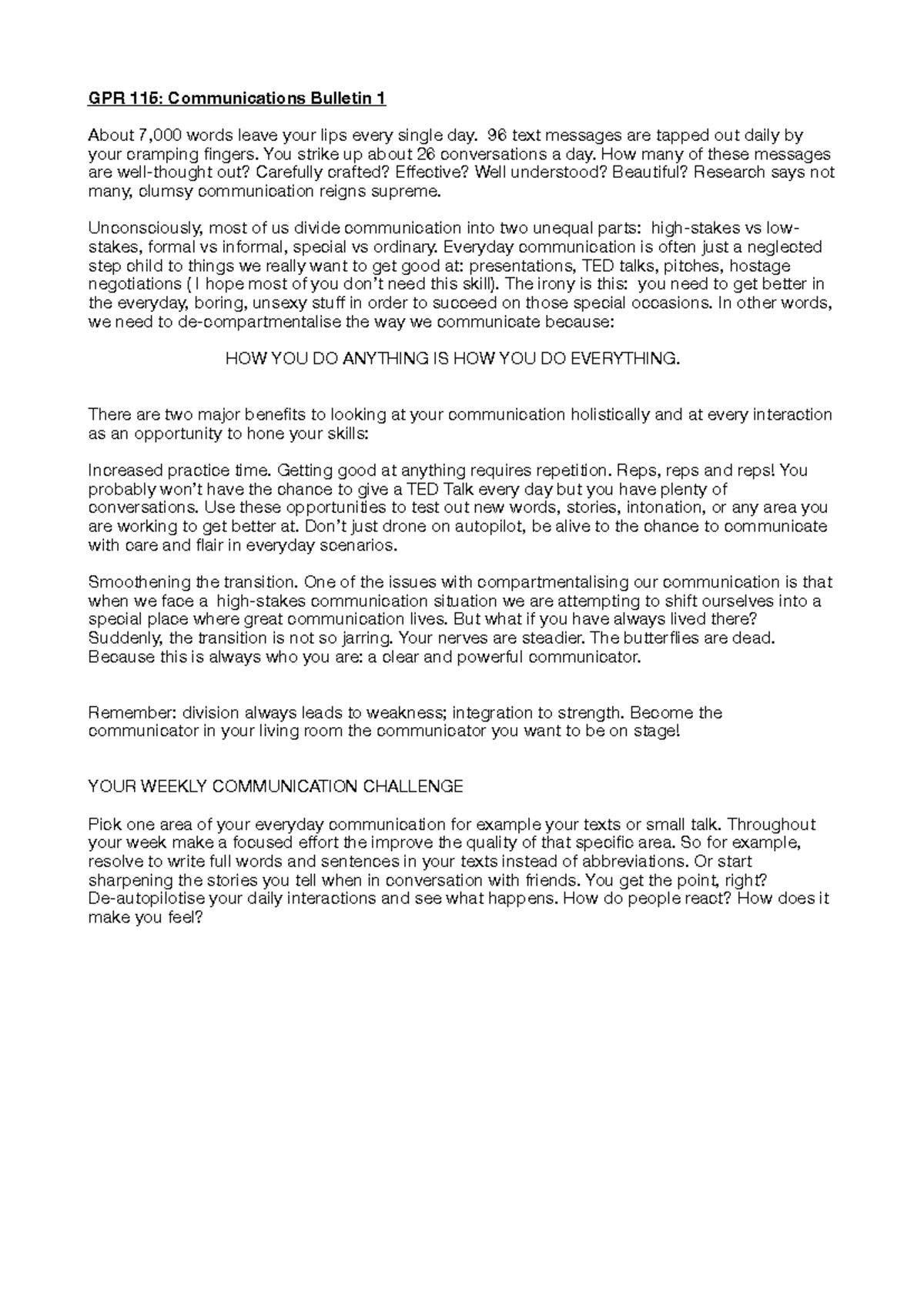 Communication Bulletin - 96 text messages are tapped out daily by your ...