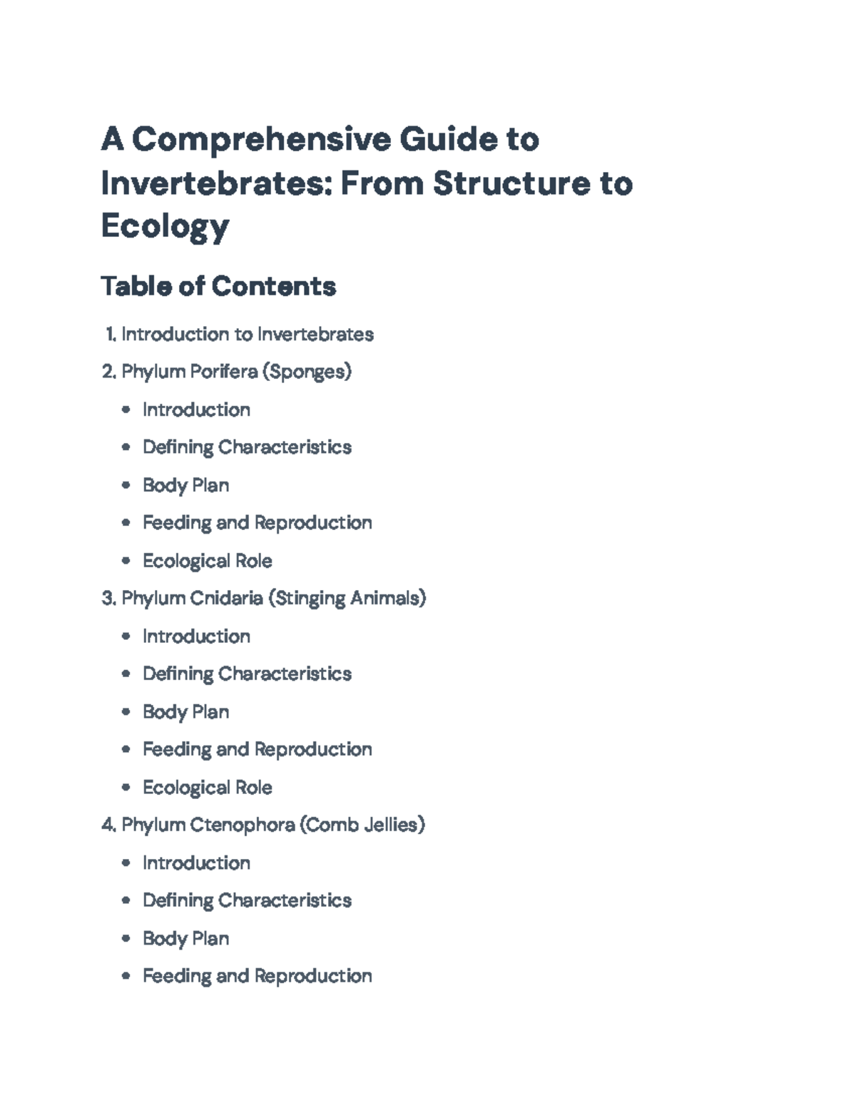Invertebrate Biology: Structure, Classification, and Ecology Guide - A ...