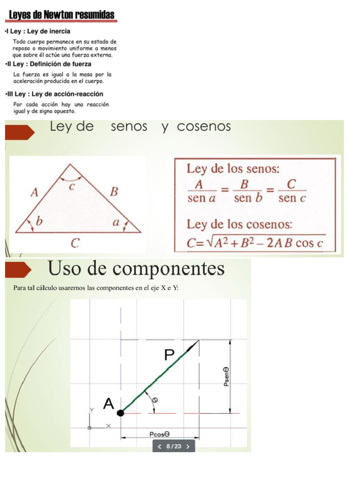 Resumen de Leyes de Newton y Vectores en Estática (EST101) - Studocu