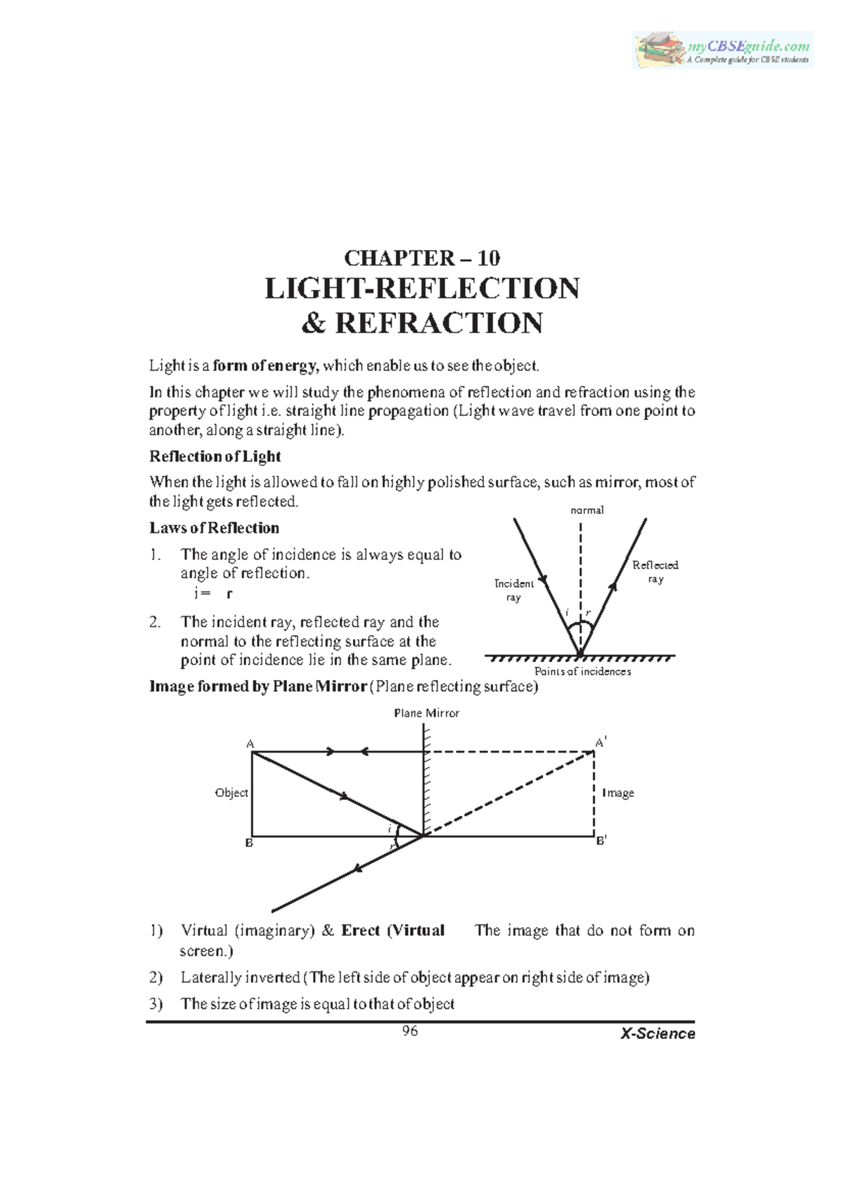Chapter 10: Light - Reflection & Refraction Notes for Study - Studocu