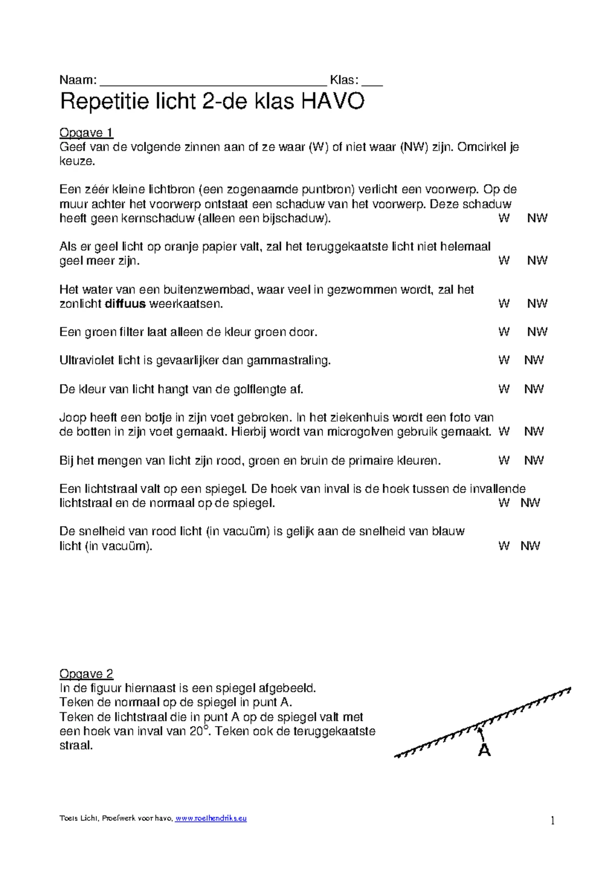 Theorie Licht: Schaduw, Terugkaatsing, Beeldpunt en Kleuren (VH-101 ...