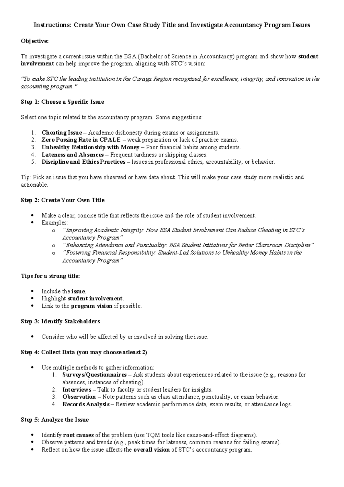 BSA Case Study: Enhancing Accountancy Program Through Student ...