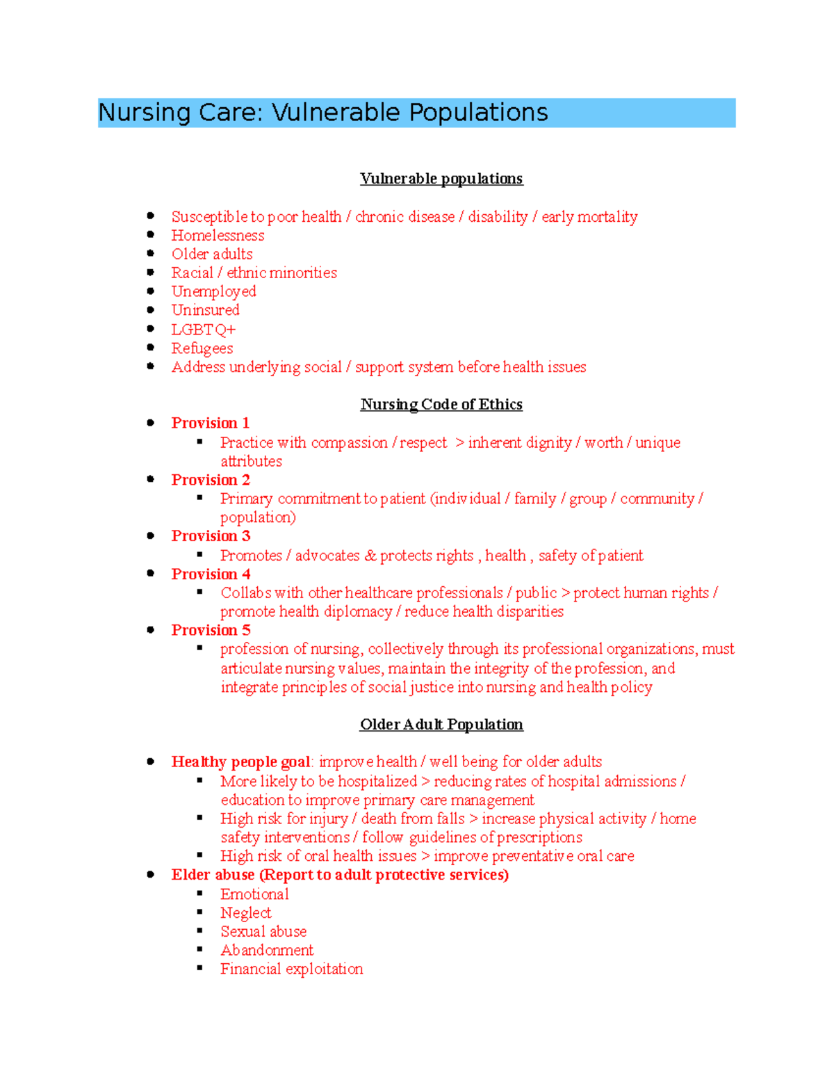 Nursing Care for Vulnerable Populations: Week 4 EDAPTS Overview - Studocu