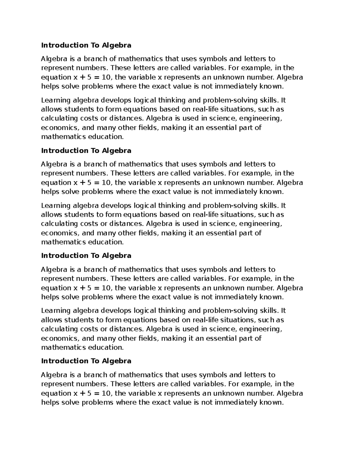Algebra 101: Understanding Variables and Equations - Studocu