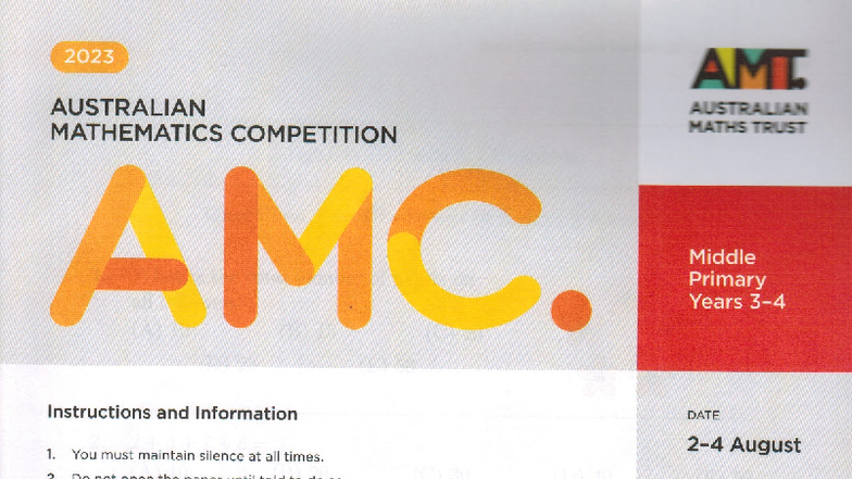 AMC 2023 - Instructions & Questions for Middle Primary Competition ...