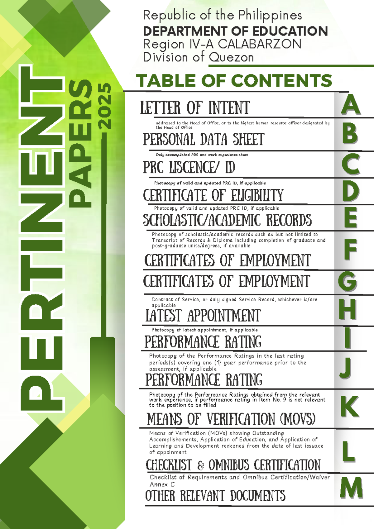 Pertinent Papers for Dept of Education Region IV-A (2025) - Studocu