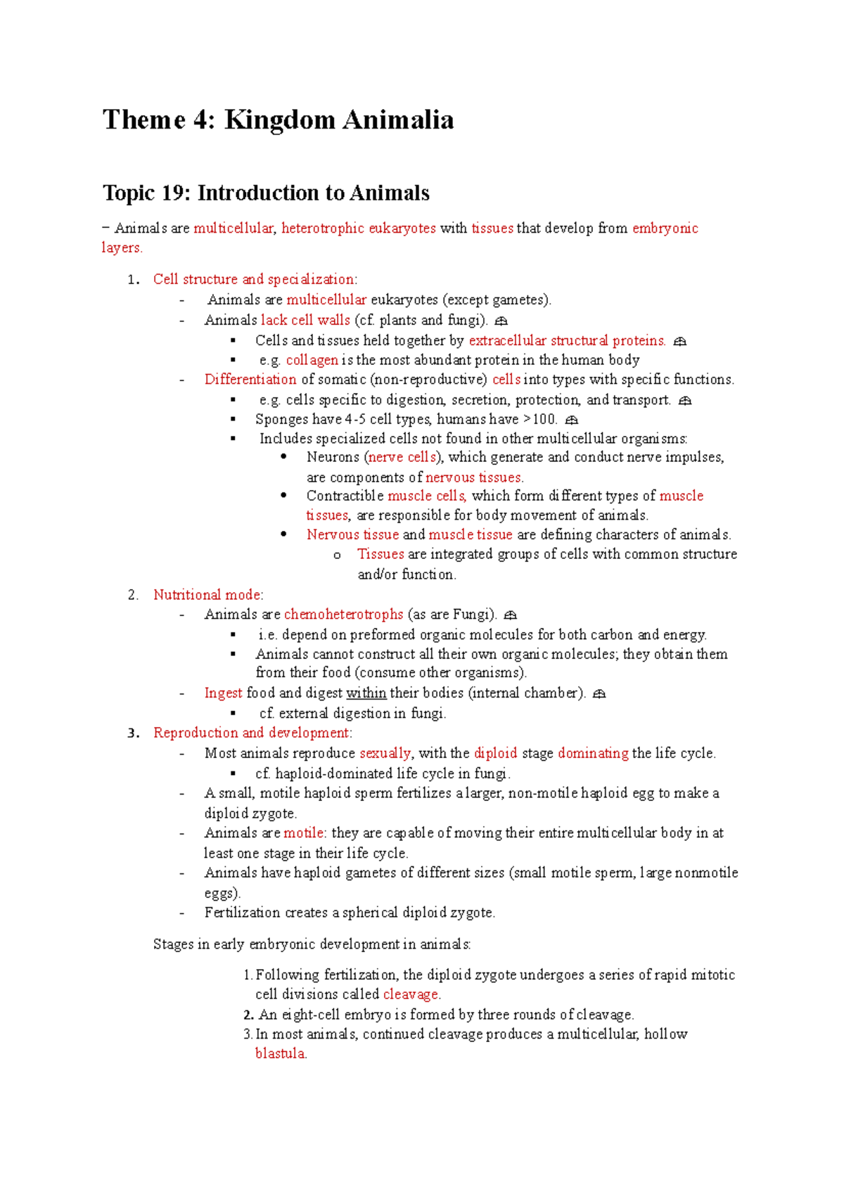 BIOL 108 - Study Guide for Theme 4: Kingdom Animalia Overview - Studocu