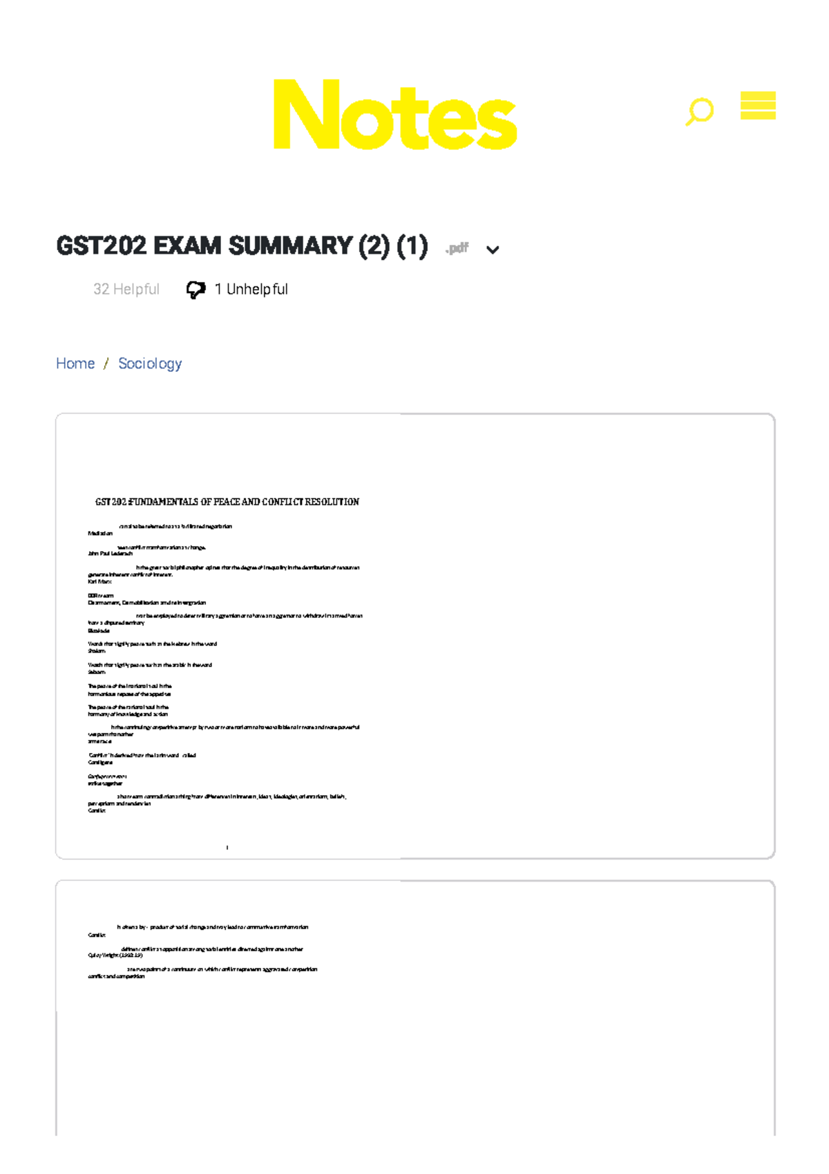GST202 Final Exam Summary: Key Concepts in Peace and Conflict ...