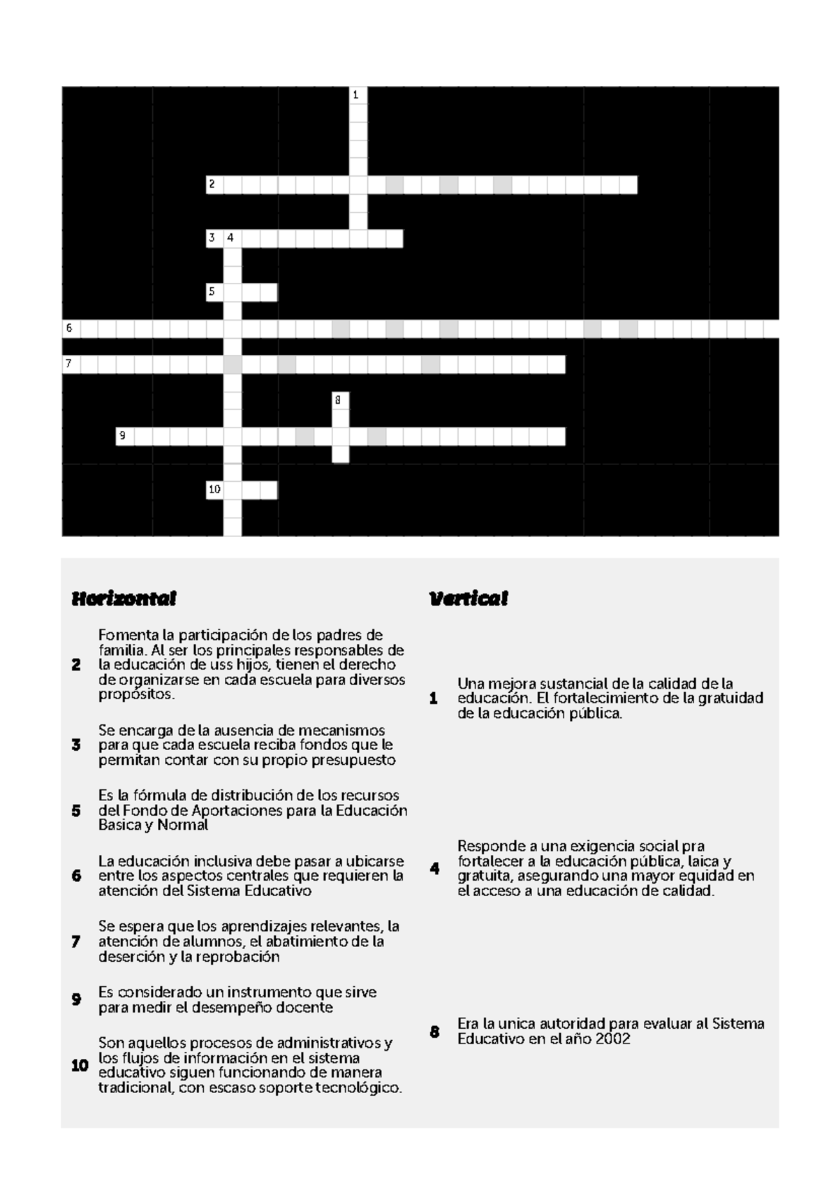 Jugar Crucigrama 888: Actividad de Retroalimentación Educativa - Studocu