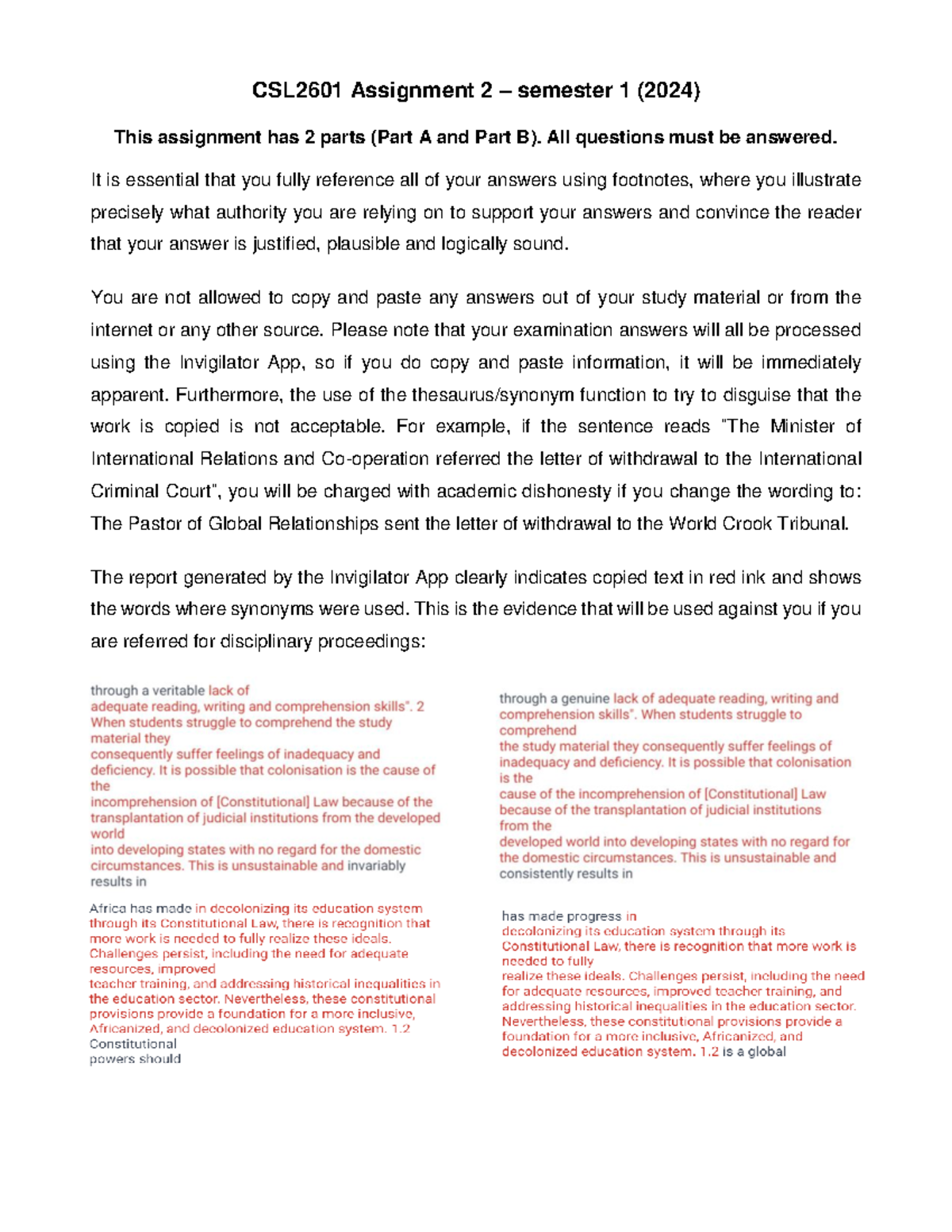 CSL2601 Assignment 2 - Semester 1 2024: Legal Principles and Analysis ...
