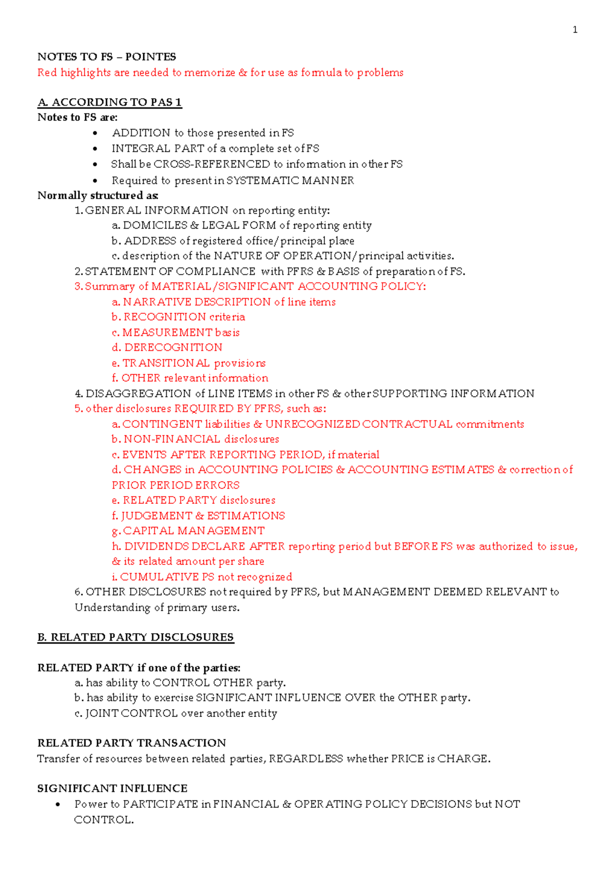 Notes to FS: Key Pointers for Financial Statement Understanding - Studocu