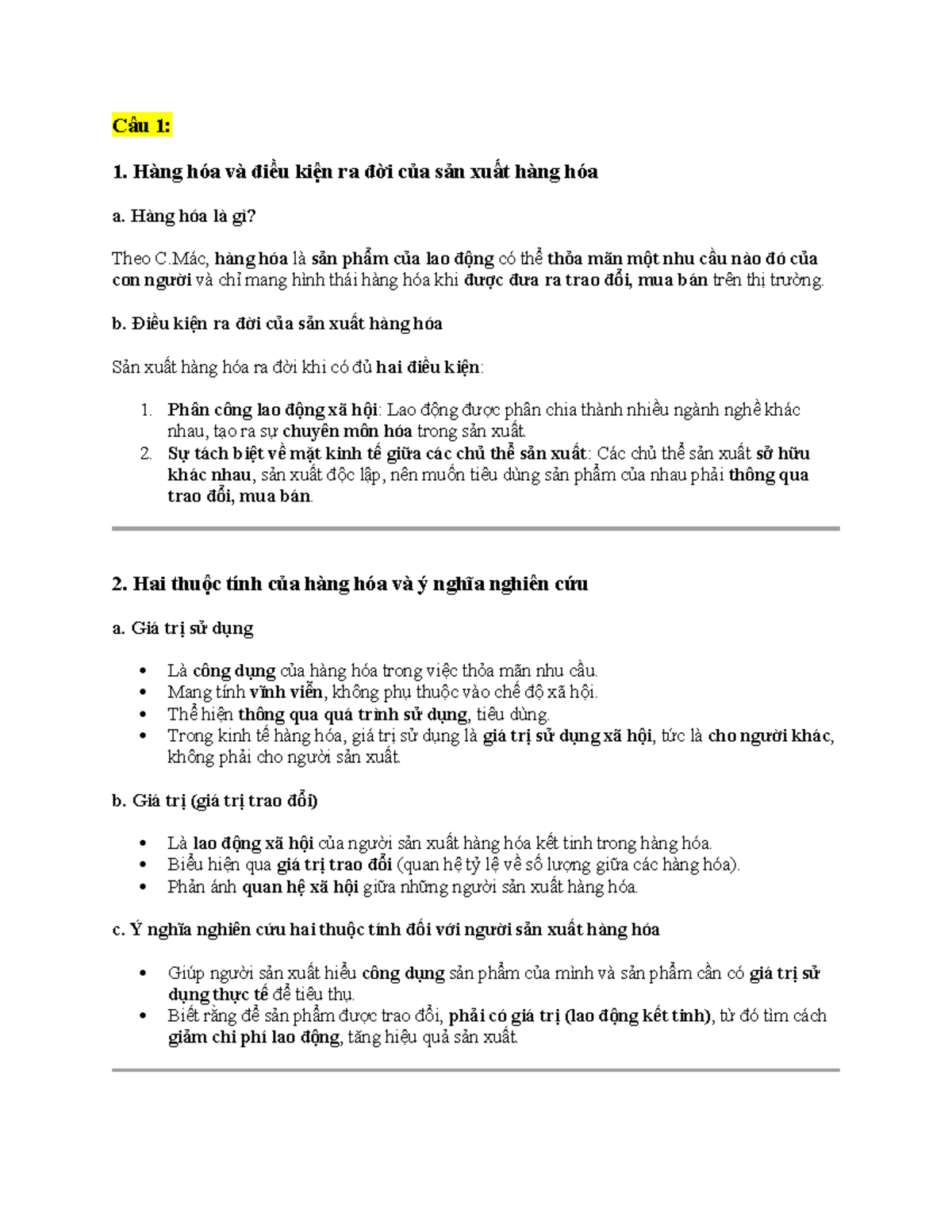 Nội dung Seminar - 110053: Hàng hóa và Giá trị trong Kinh tế học - Studocu