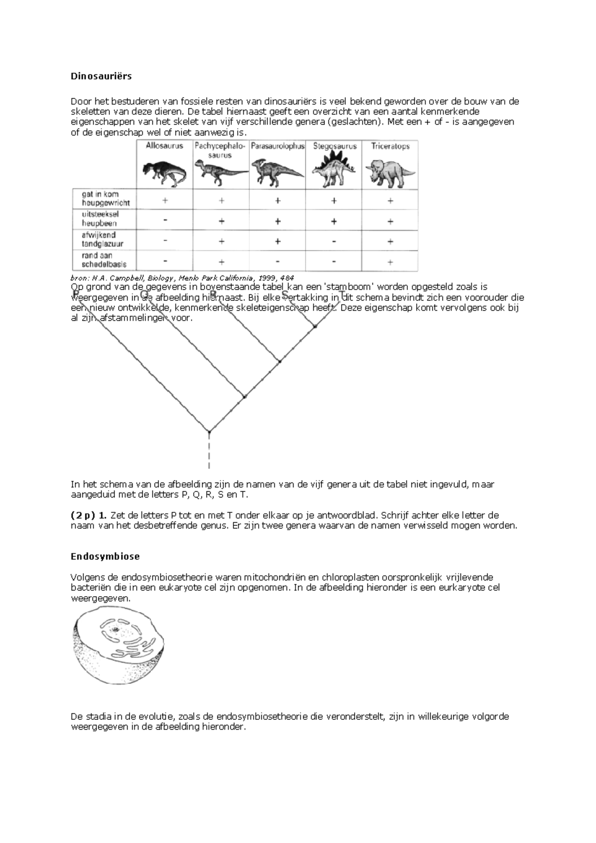 Oefentoets Evolutie - Biologie (Biologie 101) - Kenmerken en Processen ...
