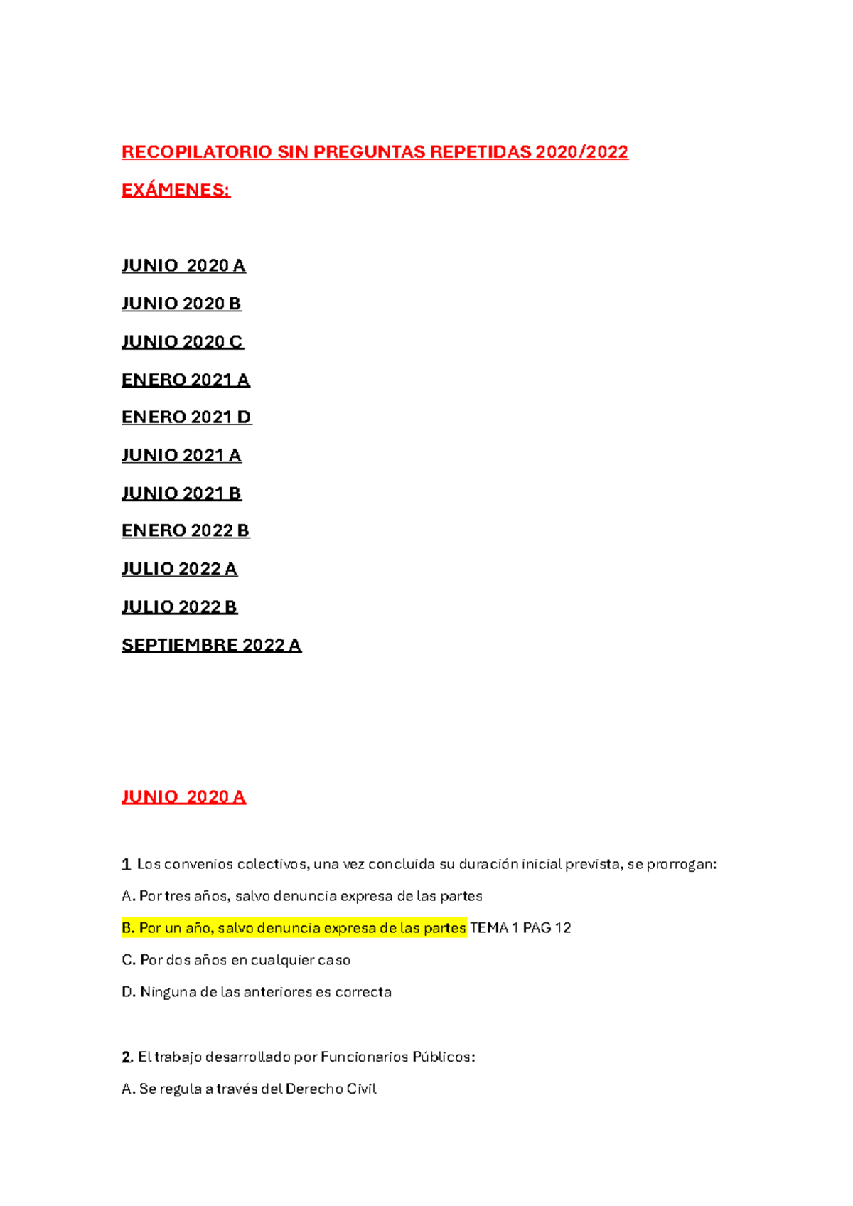 Preguntas de Exámenes 2020-2022: Recopilación y Respuestas Clave - Studocu