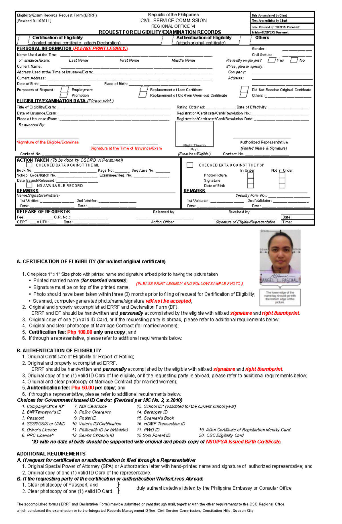 Civil Service Exam - Eligibility/Records Request Form Guide - Studocu