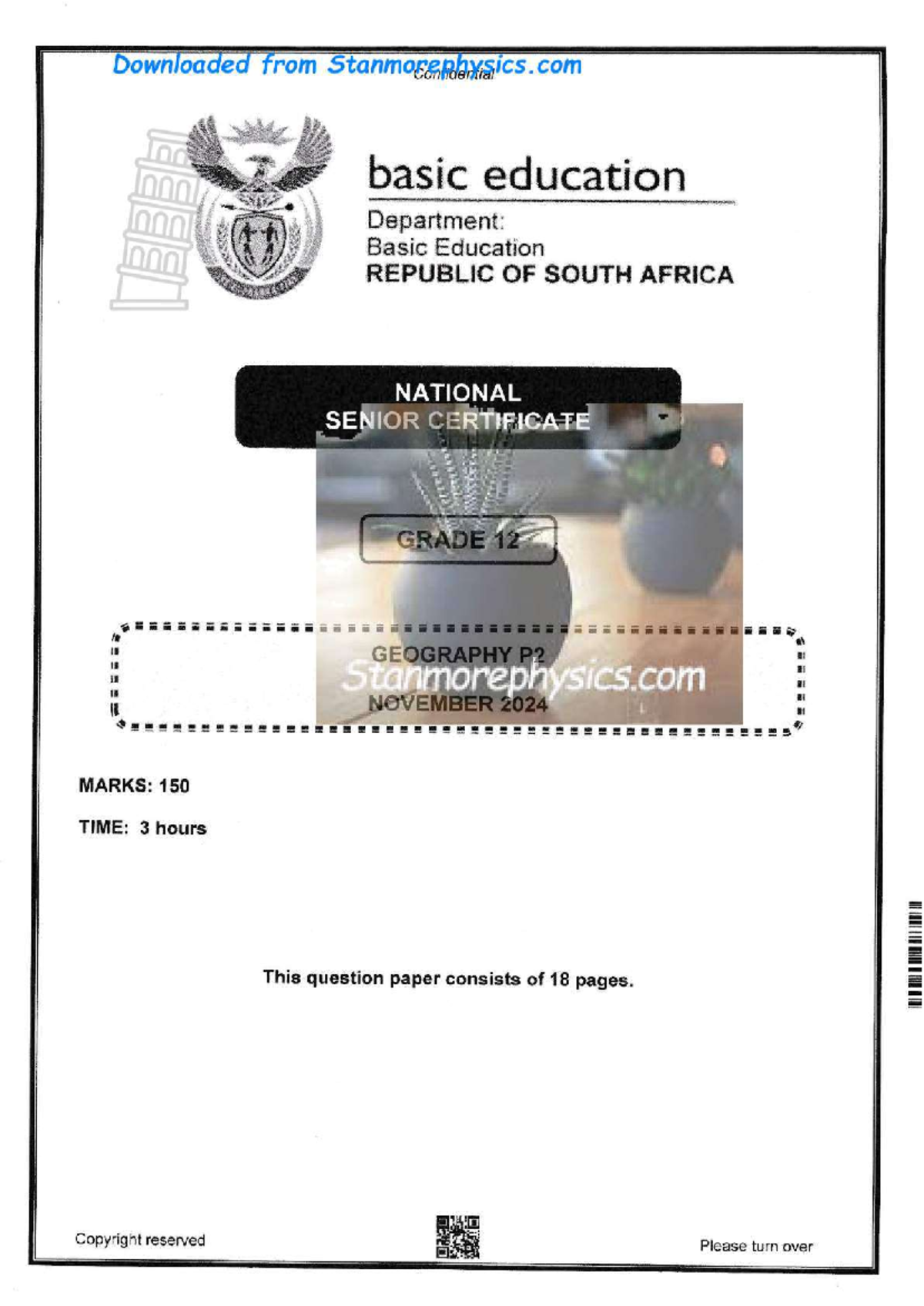 NSC Geography Gr 12 Nov 2024 Paper 2 - Exam Instructions & Guide - Studocu
