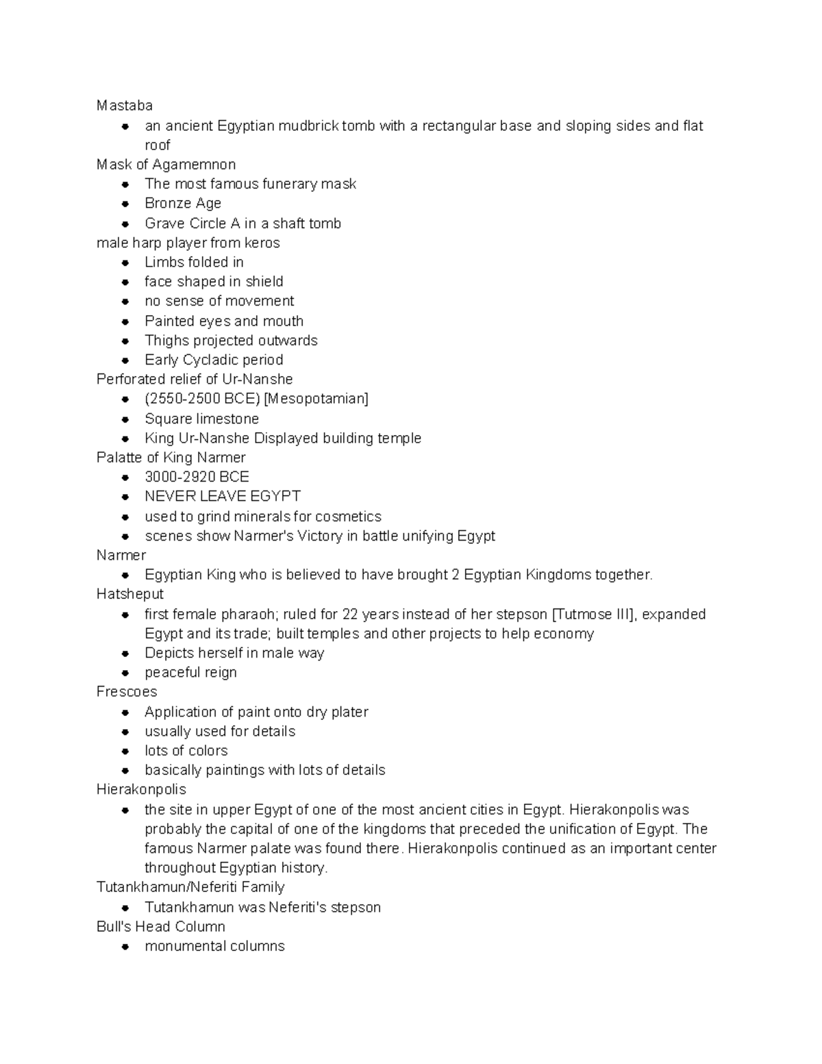 Art from Ancient Mediterranean Civilizations - Midterm Notes (ART 101 ...