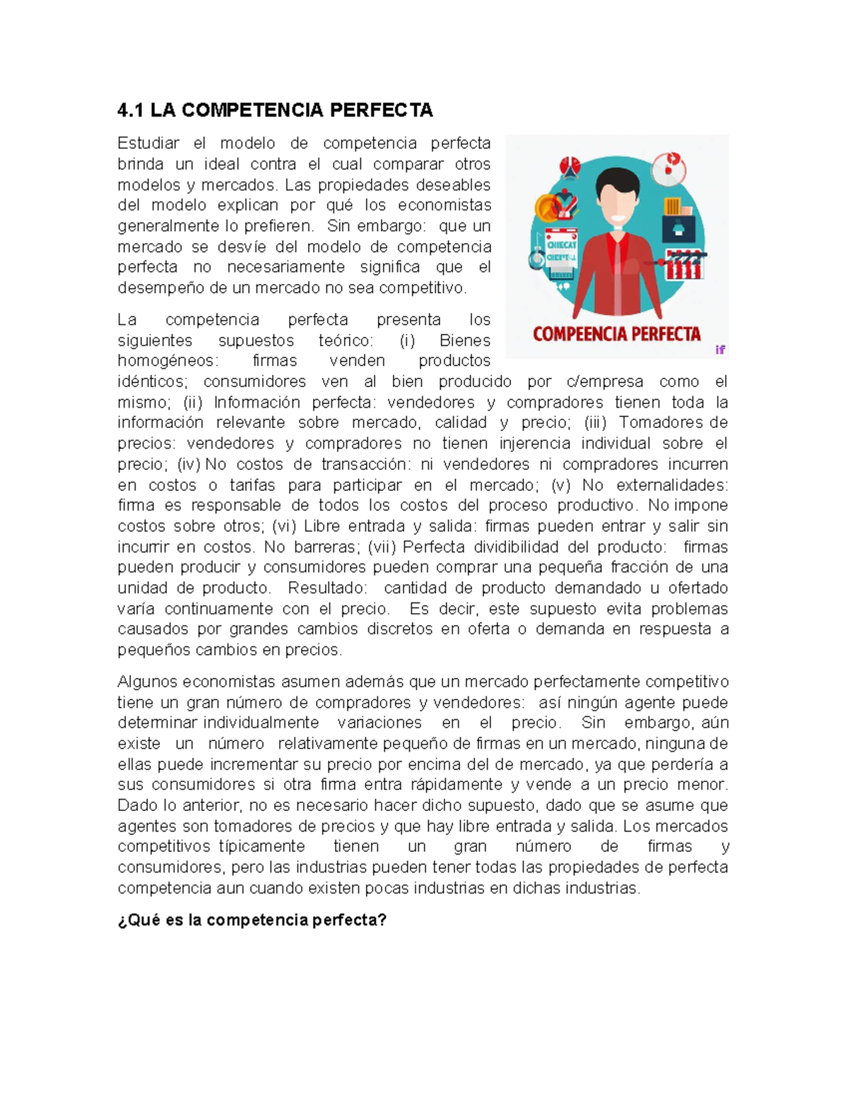 Economia Unidad 4 - 4 LA COMPETENCIA PERFECTA Estudiar el modelo de ...