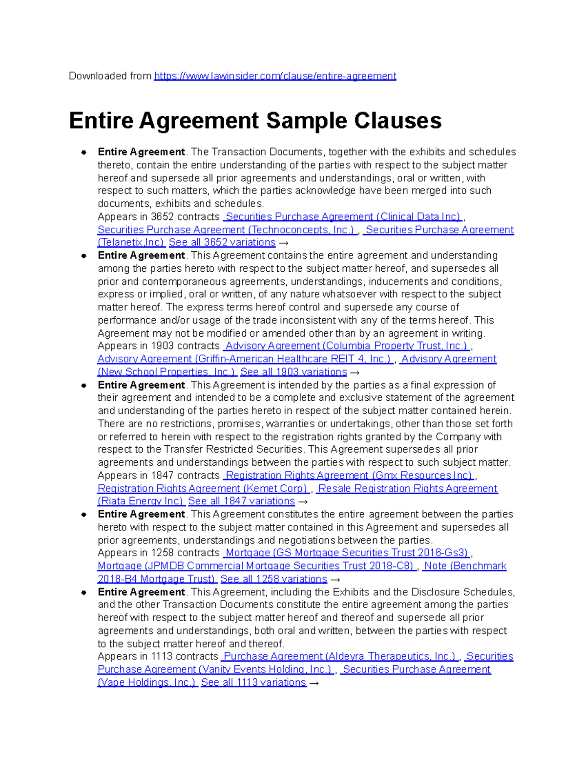 Law Insider entire-agreement Clause - Downloaded fromlawinsider/clause ...