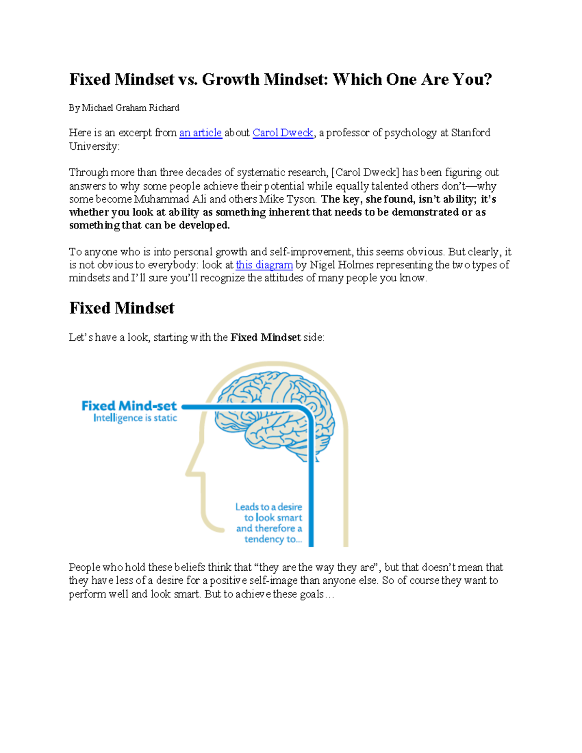 Fixed Mindset vs Growth Mindset -1 - Fixed Mindset vs. Growth Mindset ...