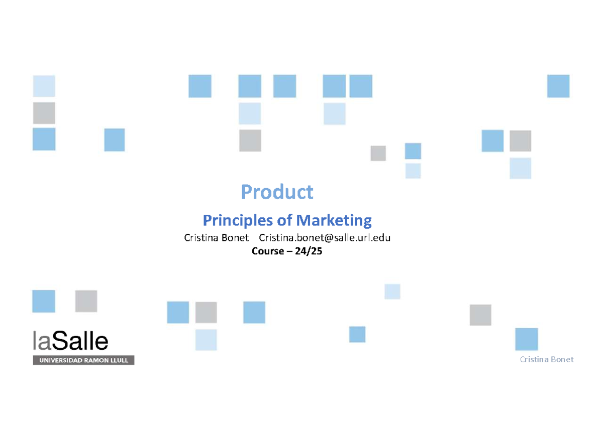 Product Principles of Marketing (Course: Cristina Bonet) - Studocu